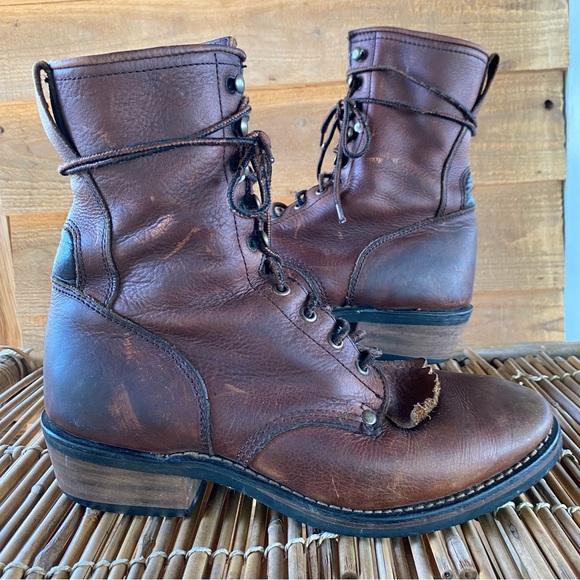 Shoes | Vintage Brown Leather Kiltie Roper Lace Up Boots | Poshmark